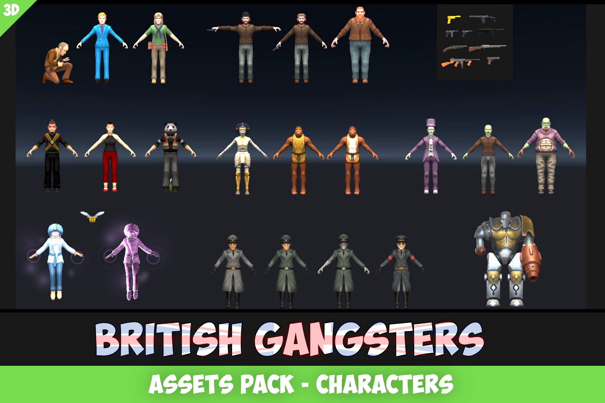 British Gangsters Pack - Characters 3d model
