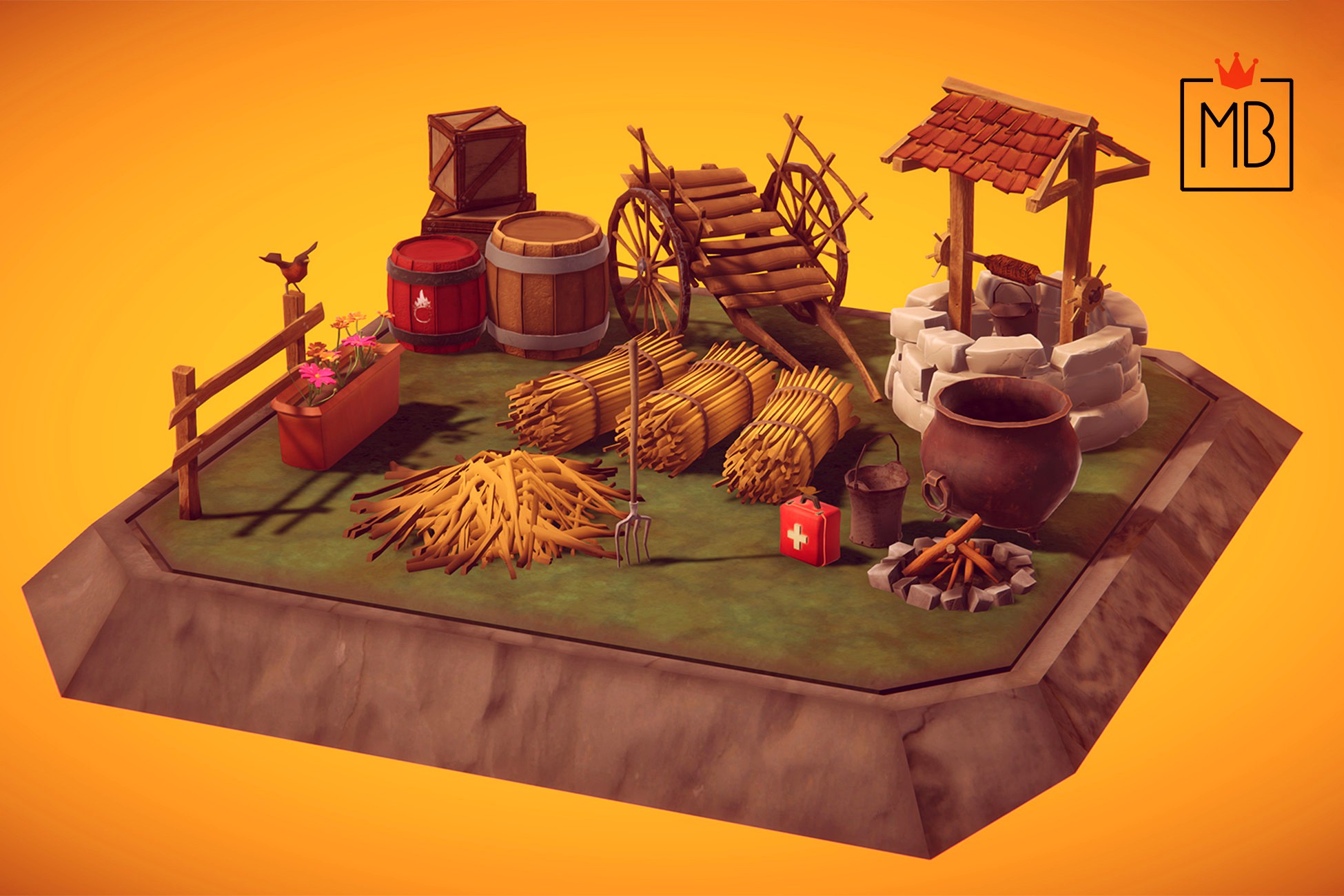 Various Farm Props 3d model