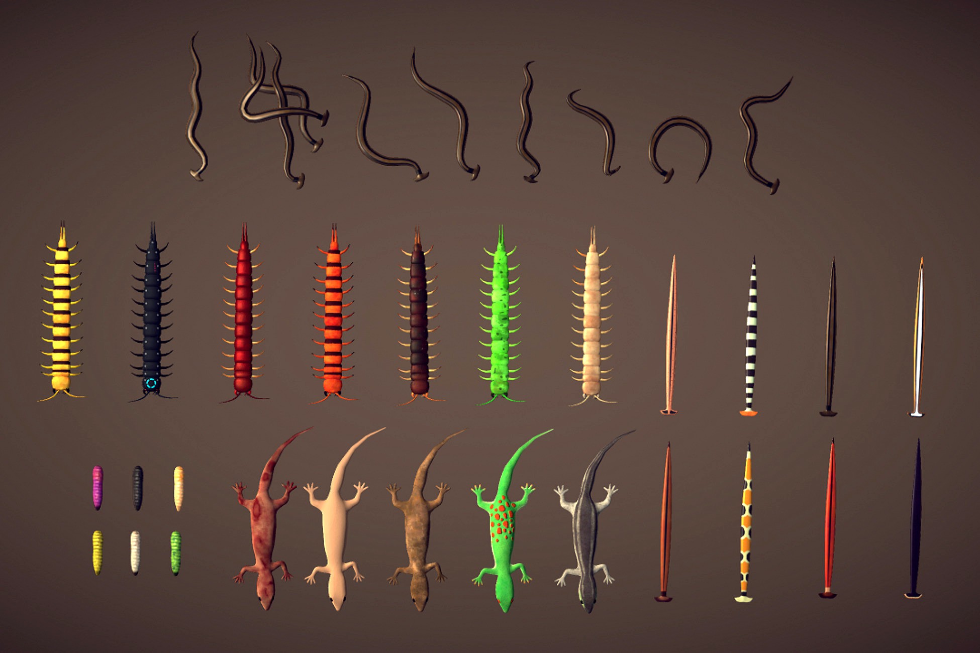 Worm's & Lizard's Pack 3d model