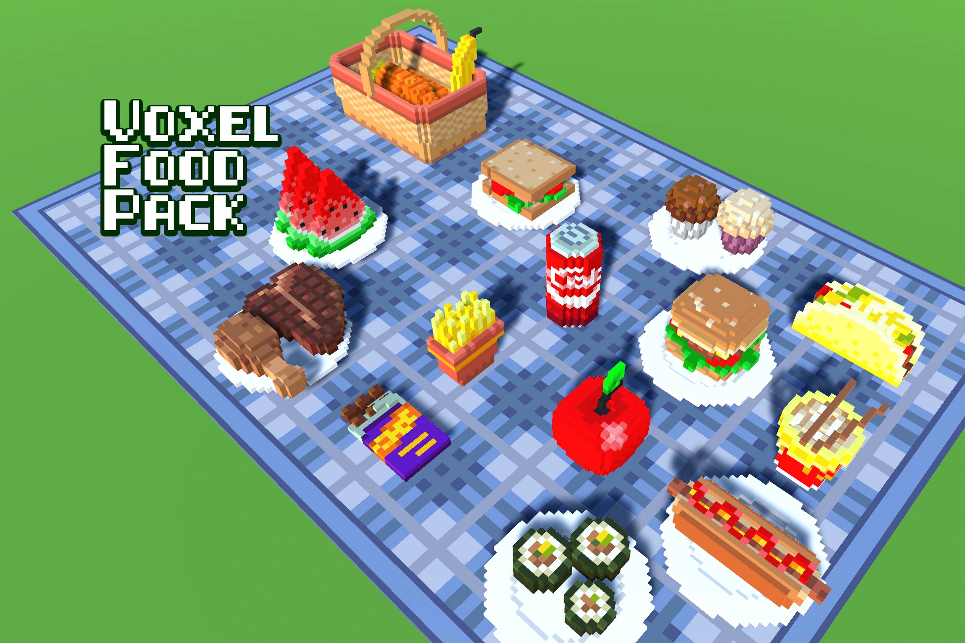 Voxel Food Pack 3d model