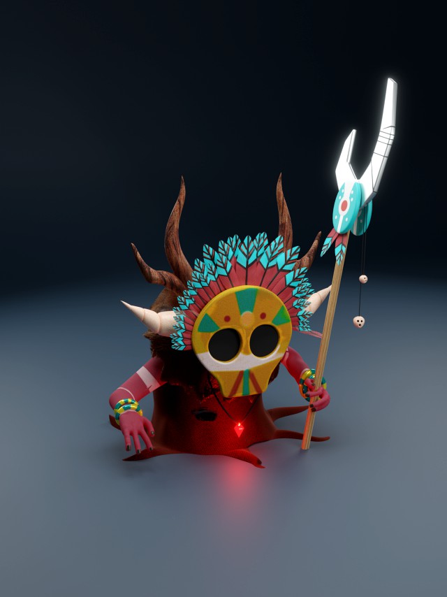 Shaman stick blender shaman render cyclec fur 3d model