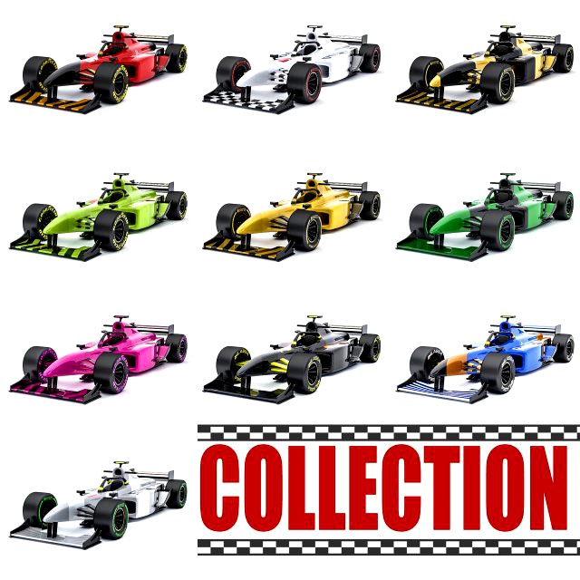 Formula car collection 3d model