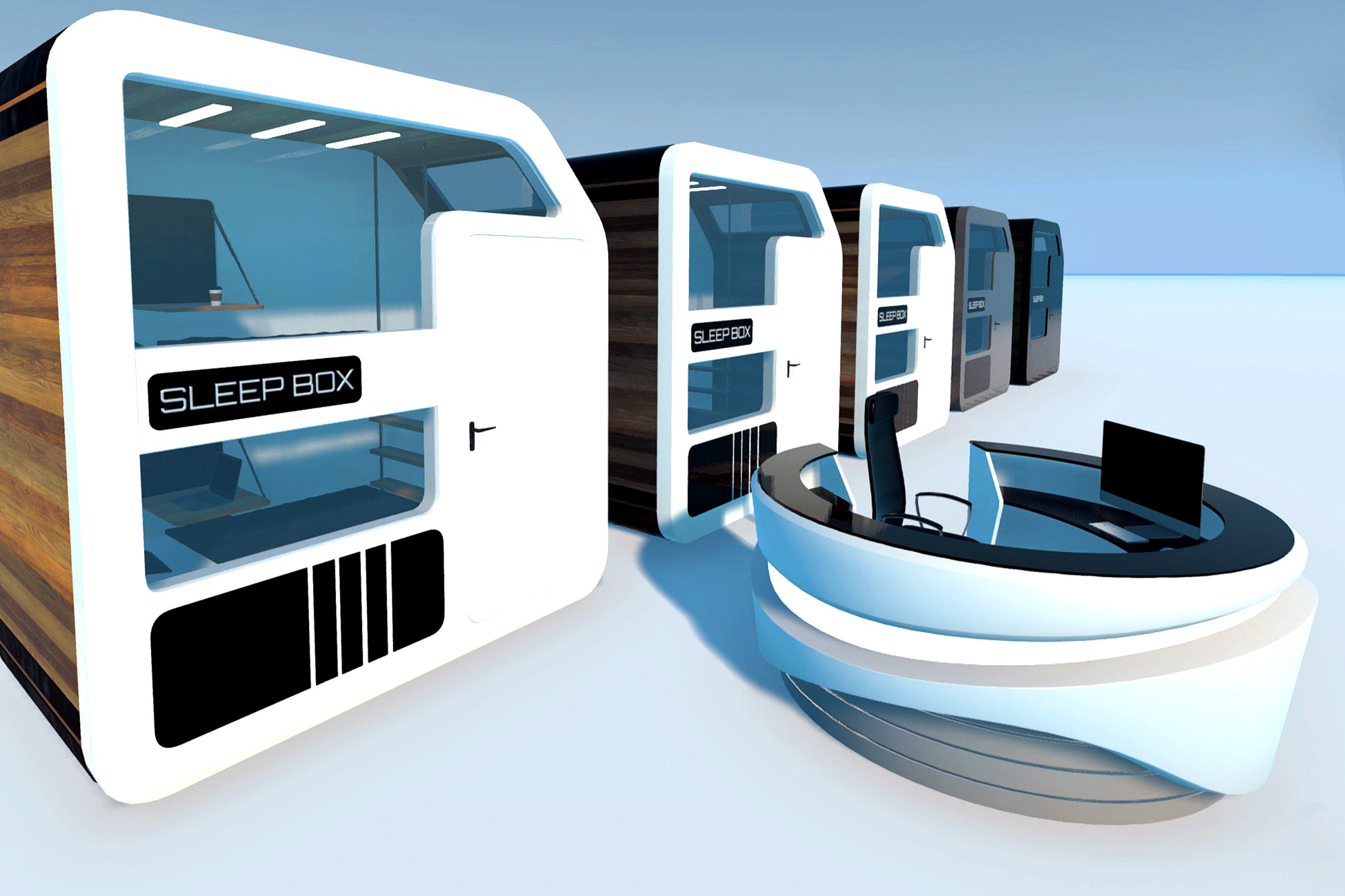 Sleep Boxes and Reception 3d model