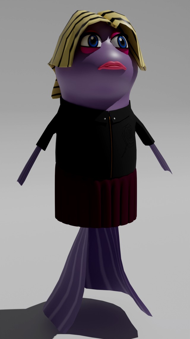 Humanoid fish in clothes 3d model