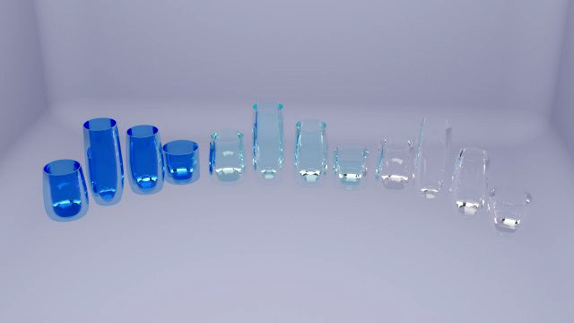 Round glass cups 3d model