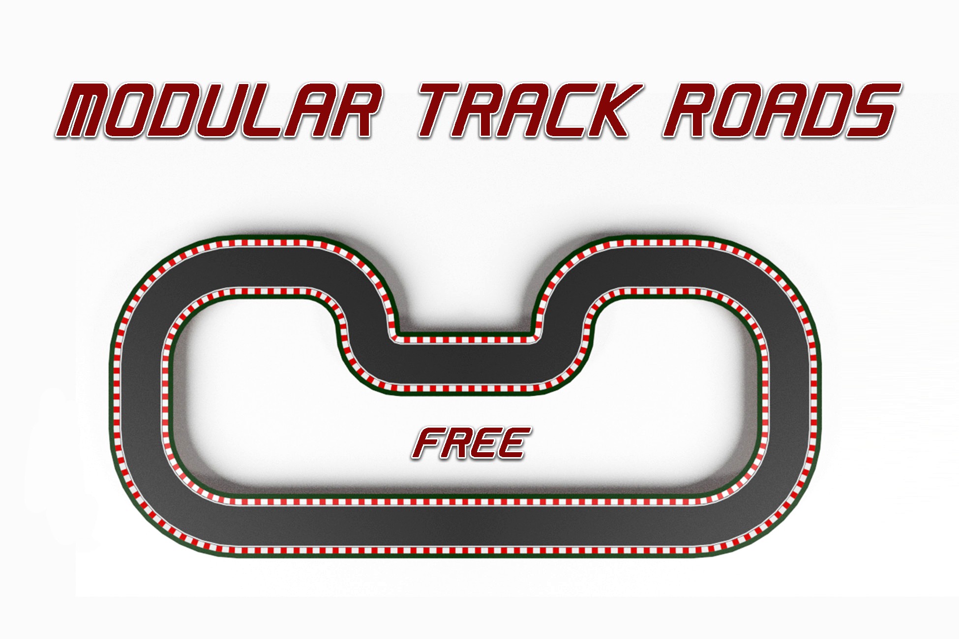 Modular Lowpoly Track Roads FREE 3d model
