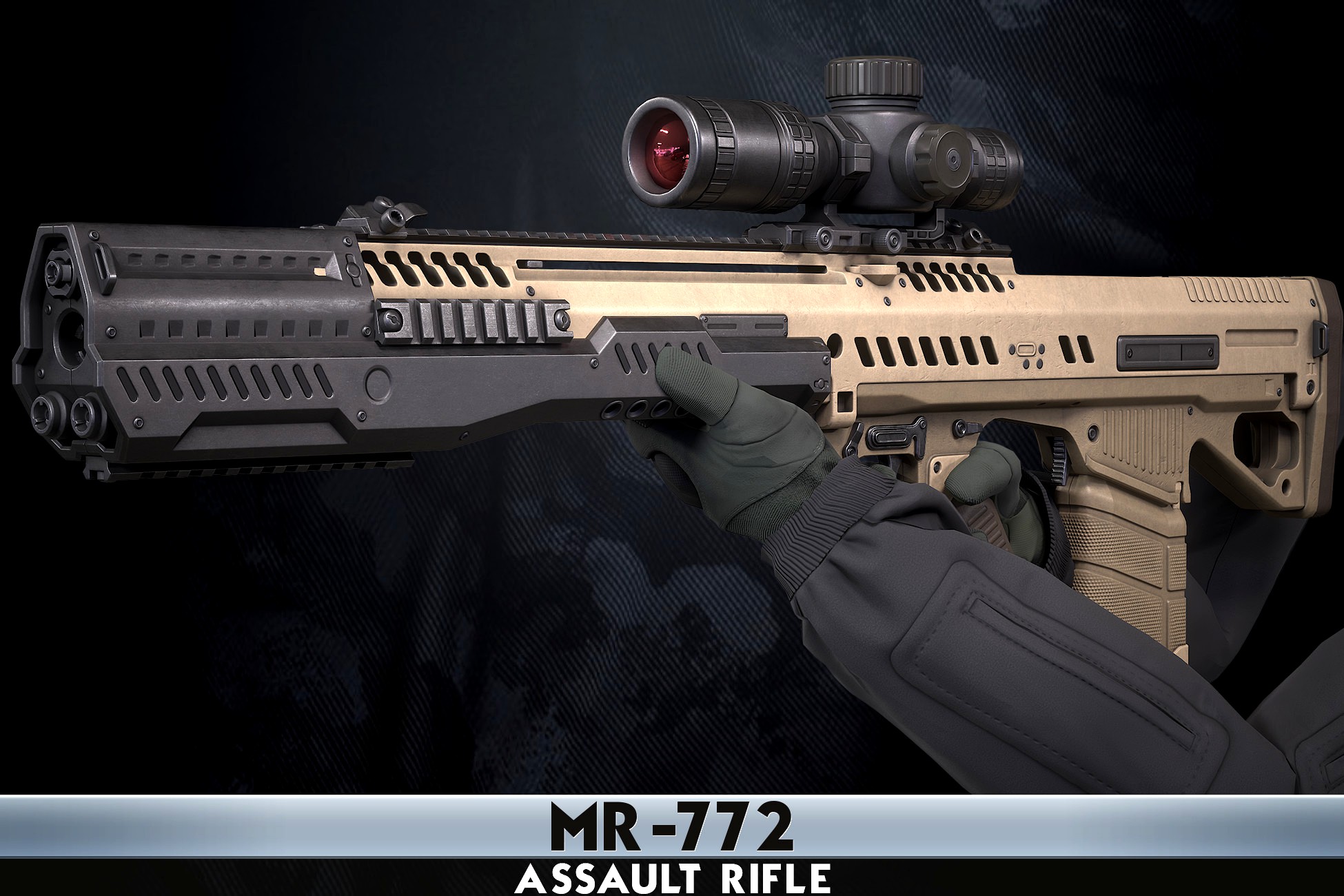 MR-772 Assault Rifle With Hands 3d model