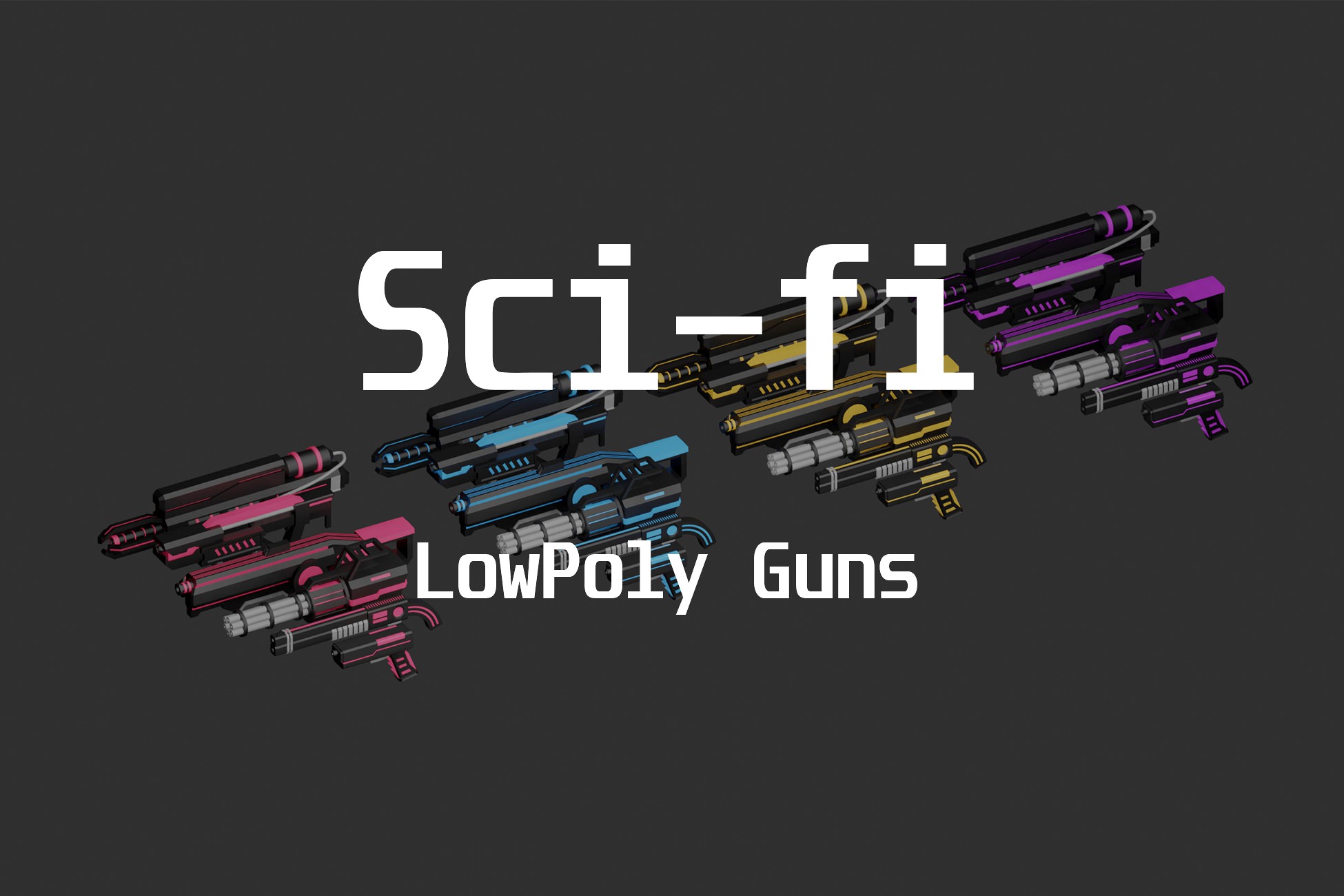 Low poly sci-fi gun pack 3d model