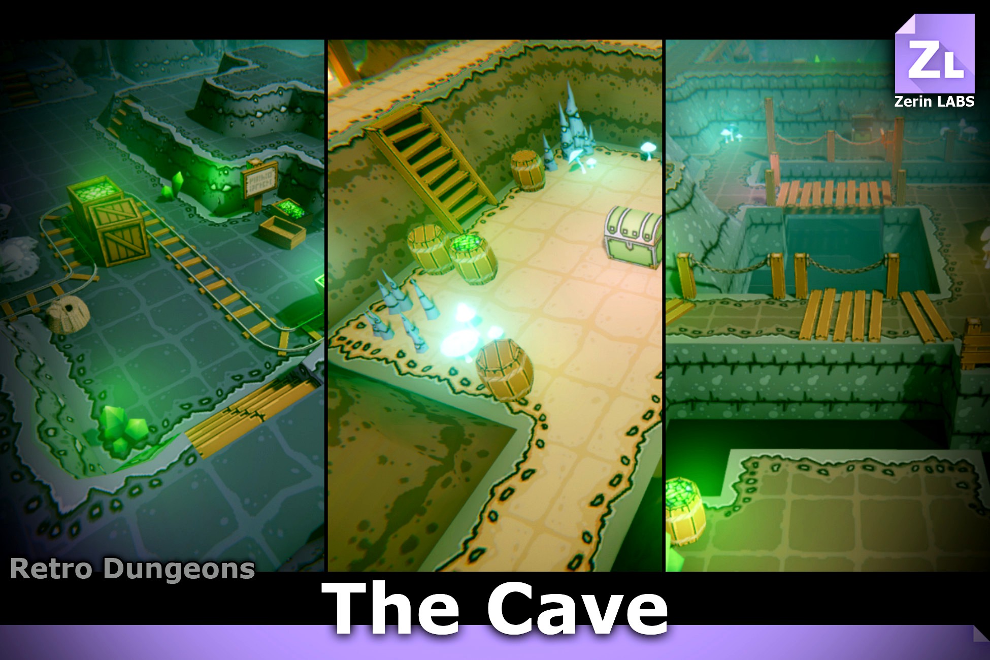 Deepstone Caves - Retro Lowpoly Modular Kit for Pixel-Art Dungeons 3d model
