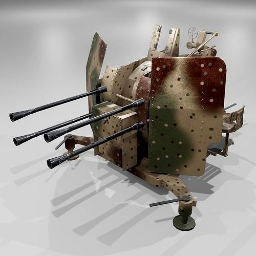 2cm Flak38 Flakvierling Antiairgun 3d model