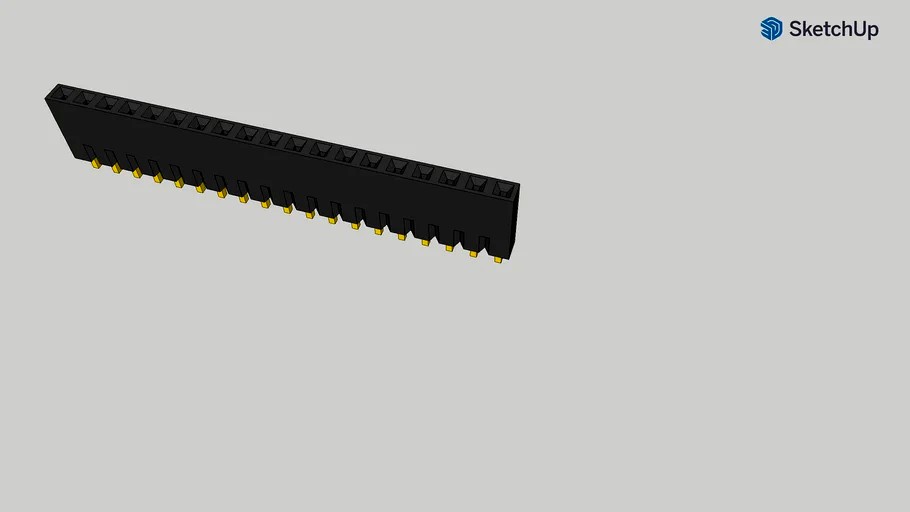 Single Row Female 19P PCB socket Pin 2.54mm 3d model