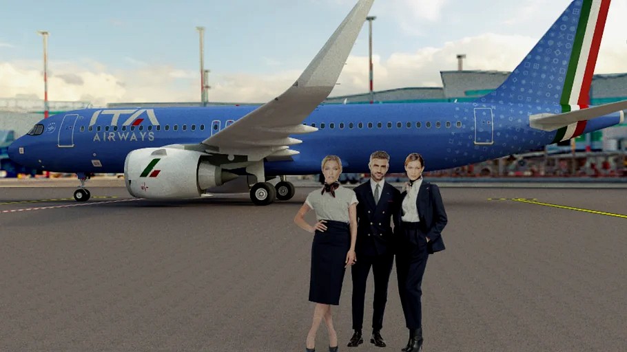 ITA AIRWAYS Airbus A320 neo and B. CUCINELLI Uniforms. 3d model