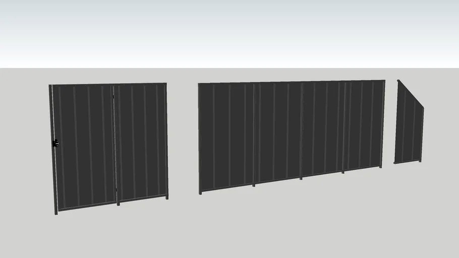 ColorBond Fence With Gate 3d model