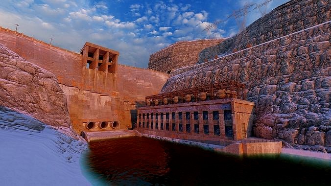 Dam 3d model Dams construction river 3D model