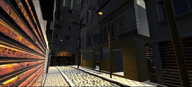 Realistic Road and Sidewalk 3d model