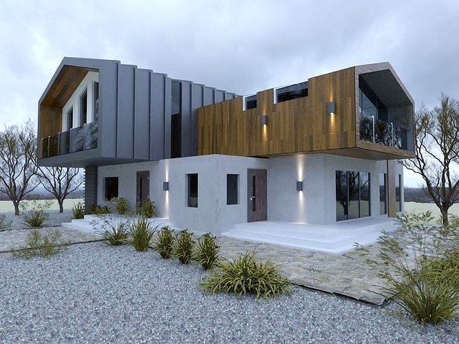 visualization of modern house from Pinterest 3d model