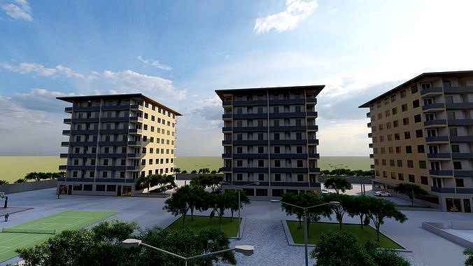 Apartment-residential complex design 3D model