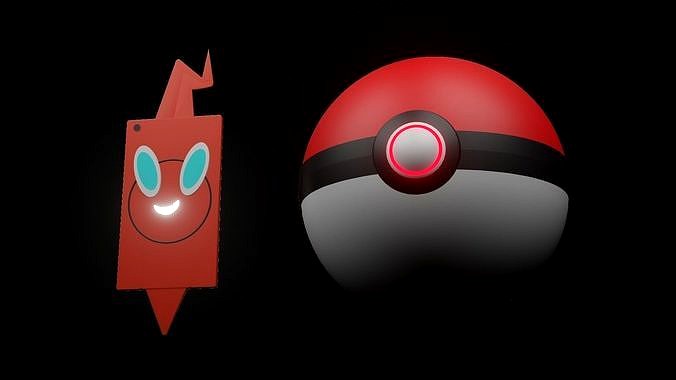 Poke ball and rotom pokedex from sword and shield 3d model