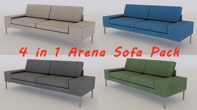 Realistic Arena Sofa Collection with 4 Color Variations Pack 3d model
