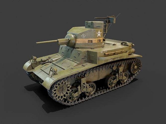 M2A4 Light tank Low-poly 3d model