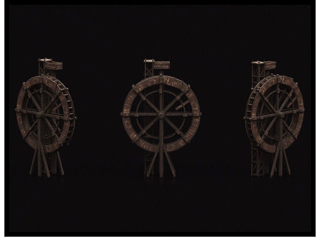 Medieval Wooden Mill 3D Model