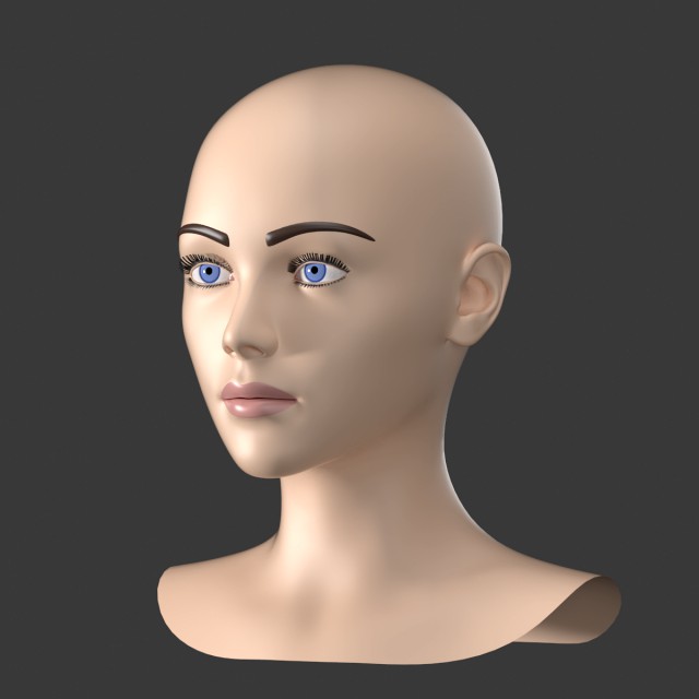 stylized female 01 head generic mesh 3d model