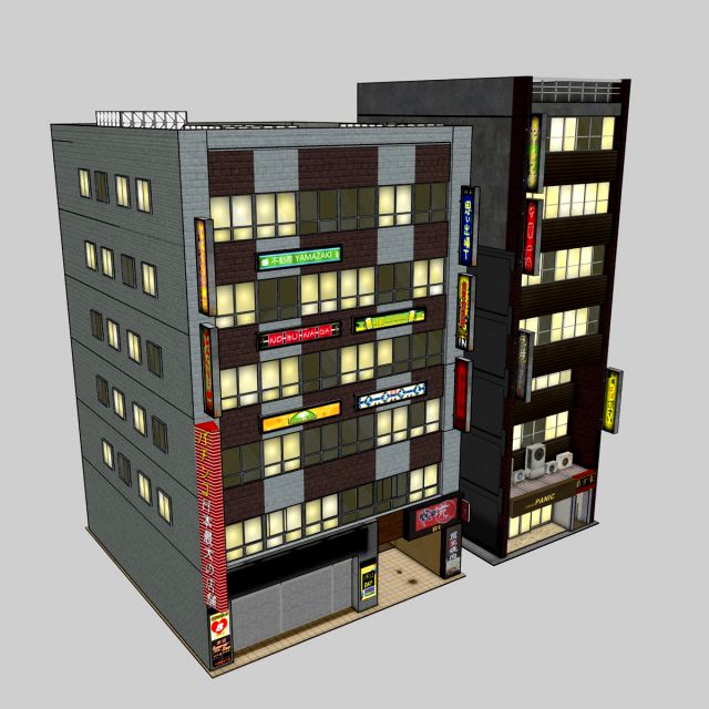 japanese commercial building 0012 3d model