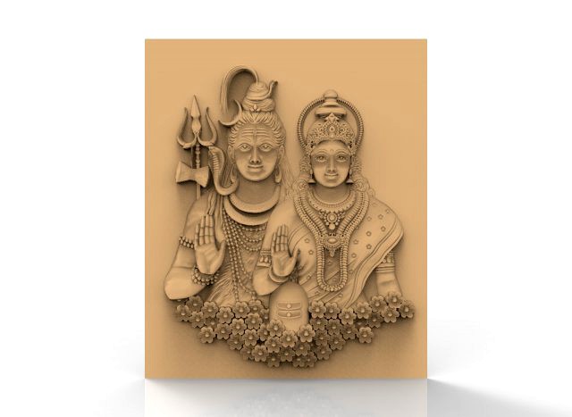 shiv parvati 3d relief for vectric and artcam applications model