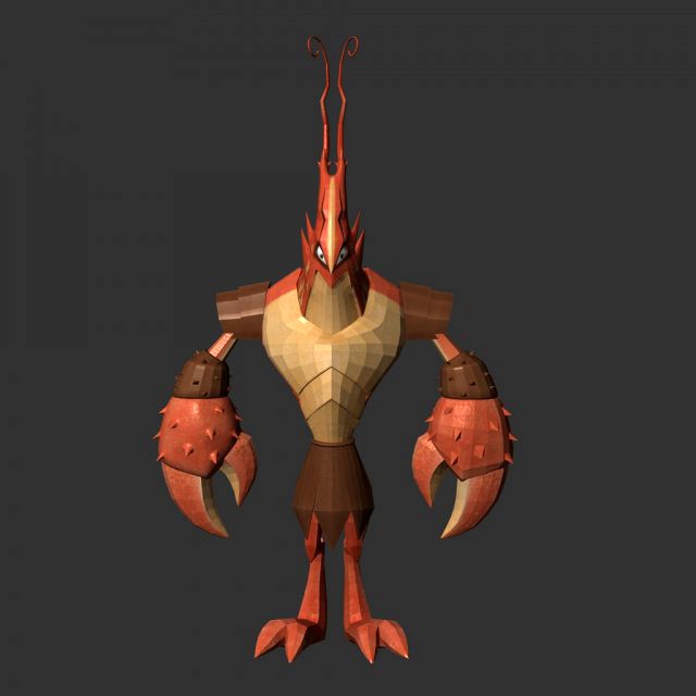 cartoon shrimp soldier 3d model
