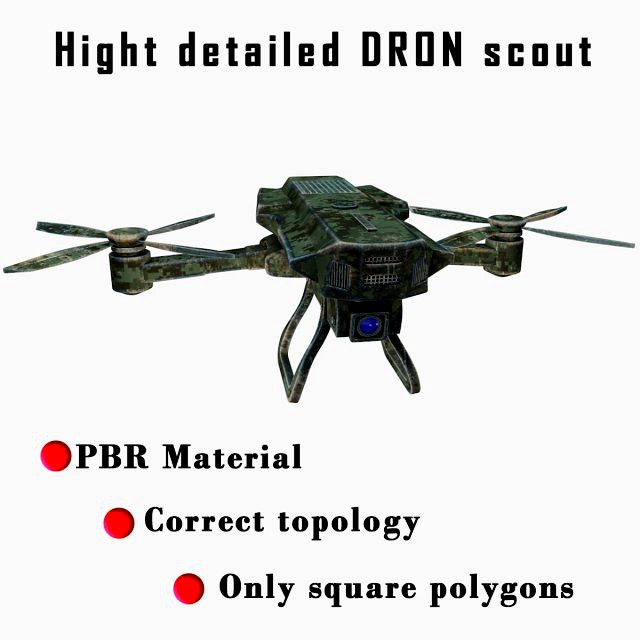 detailed military drone reconnaissance with pbr materials 3d model