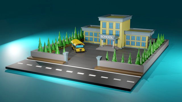3d school model low poly