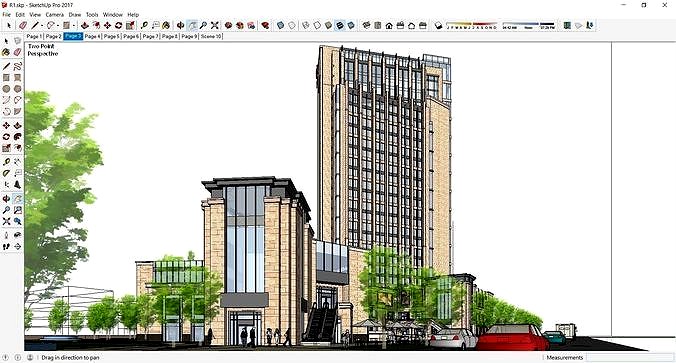 Sketchup Commercial Hotel Office Complex R1 3d model