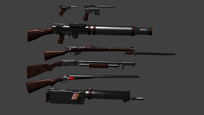 WW1 Gun Pack 3d model