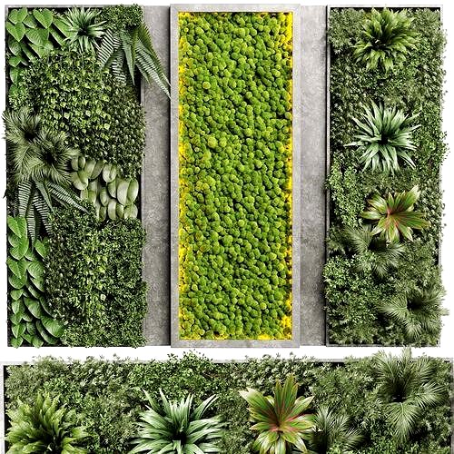 Concrete frame Vertical plant and moss garden wall box 3d model