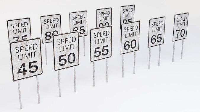 speed limit signs worn in the mud collection pack 3d model