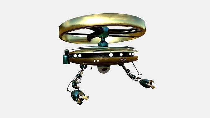 Flying Robot I02 Golden - SciFi Character Design 3d model