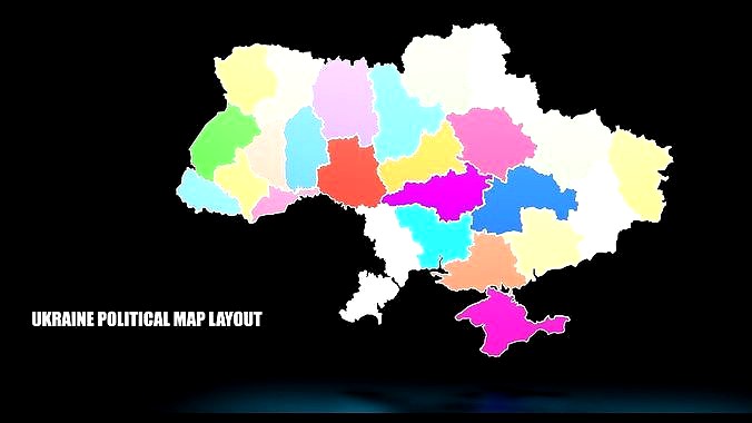 UKRAINE POLITICAL MAP LAYOUT 3d model