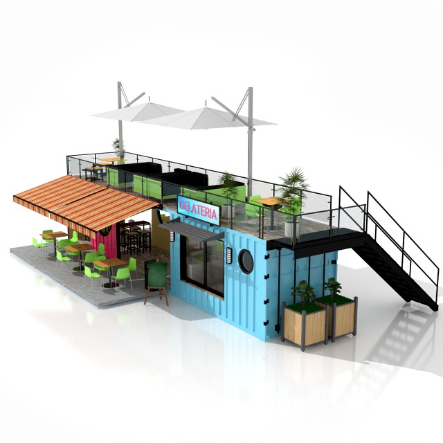 container ice cream shop 3d model