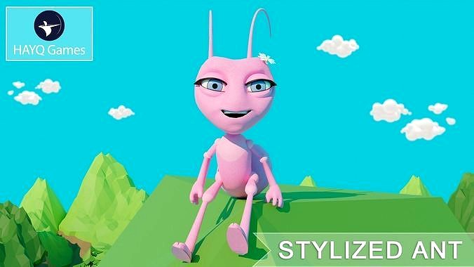 Cute Stylized Pink Blue Purple Ant Fully Rigged 3d model