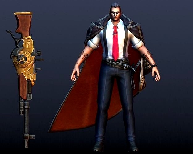 Male mafia character and weapon 3d model