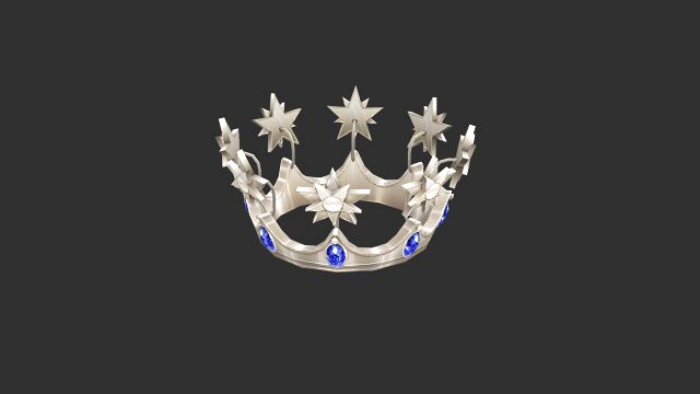 cartoon queen crown - silver crown 3d model