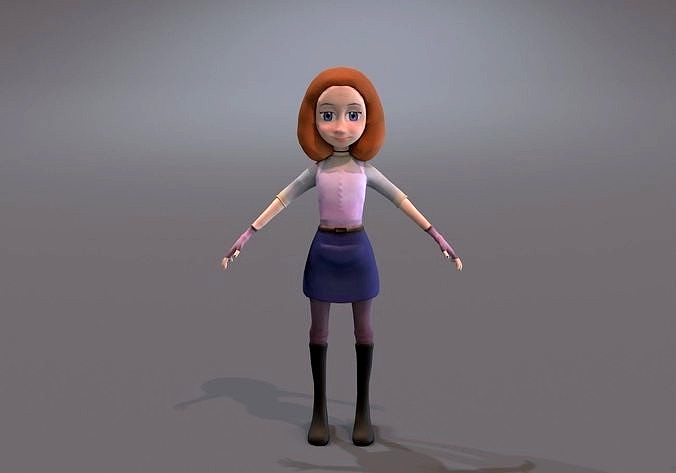 thin little child low poly 3d model