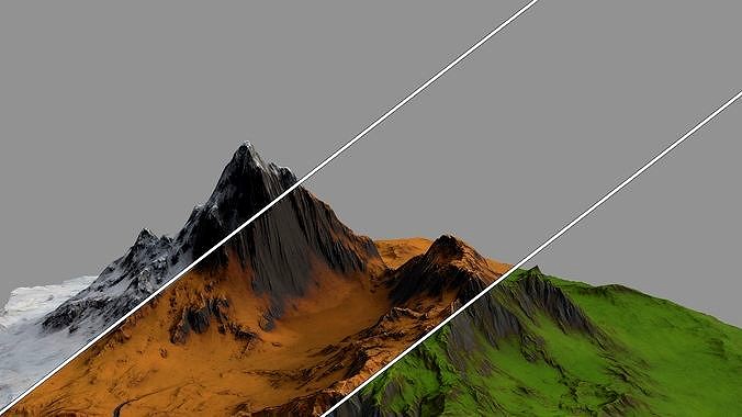Stylized Low Poly Terrain - Mountain Peaks 3d model