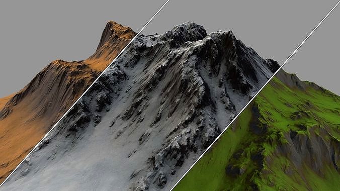 Stylized Low Poly Terrain - Tall Mountains 3d model