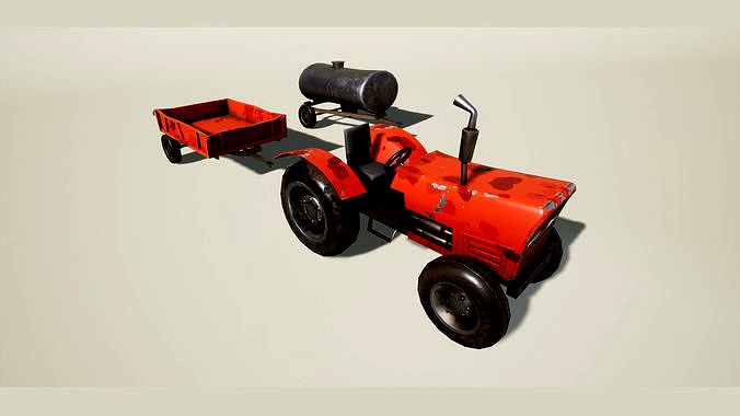 Stylized tractor with trailers 3d model