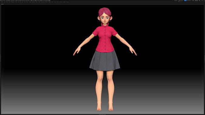 ZBrush Stylized Character Girl Base Mesh - Amy Girl Style 24 3d model