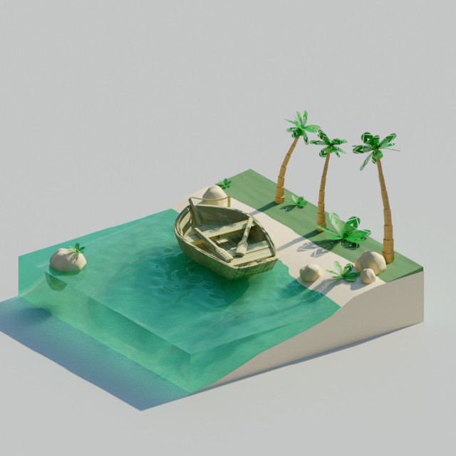 beach low poly 3d model
