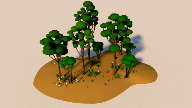 low poly cartoon trees and plants low-poly 3d model