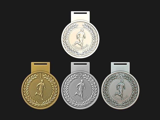 Men Running Award Medals | 3D model