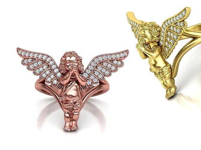 Praying Angel Diamond Ring Own design 3dmodel | 3D